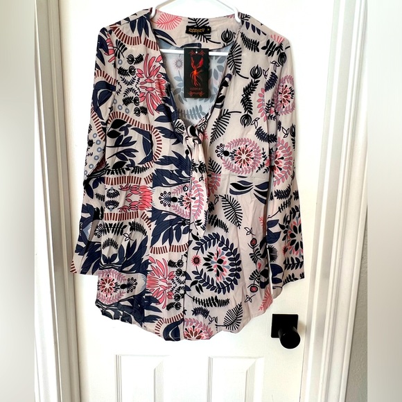 Reborn | Tops | Reborn Top Self Tie Button Front Medium | Poshmark